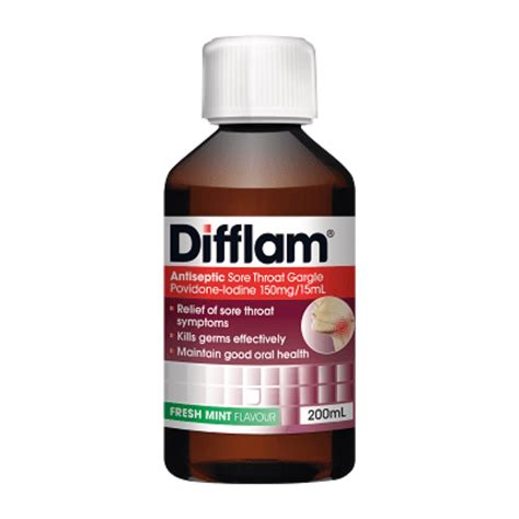 Difflam Antiseptic Mouth Wash With Povidone Iodine Gargle 200ml