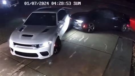 Watch Thieves Ambush Dodge Hellcat In Owners Driveway
