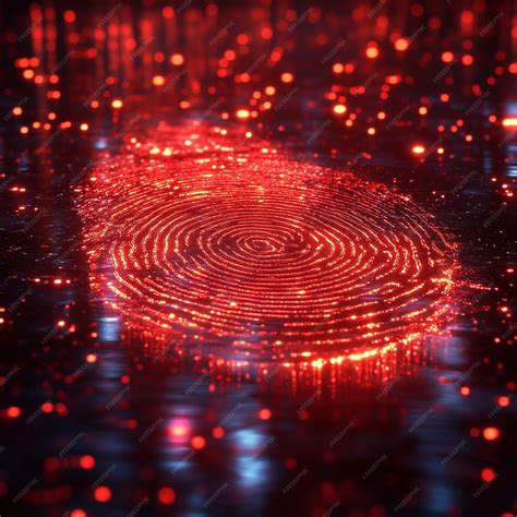 Digital Fingerprint Red Neural Networks Premium Ai Generated Image