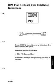 IBM PCjr Keyboard Cord Installation Instructions International Business Machines
