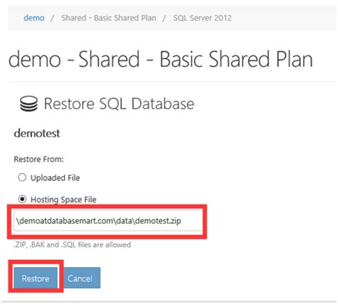 How To Restore A Mssql Database By Websitepanel Database Mart