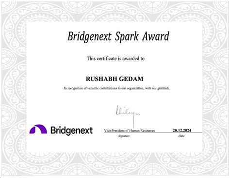 Rushabh Gedam On Linkedin Bridgenext Award Achievementunlocked