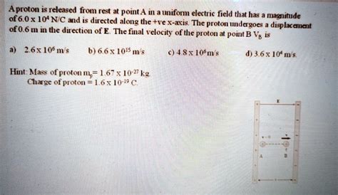 solved aproton is released from rest at point a in a iform electric