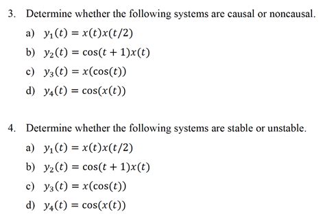 solved 3 determine whether the following systems are causal