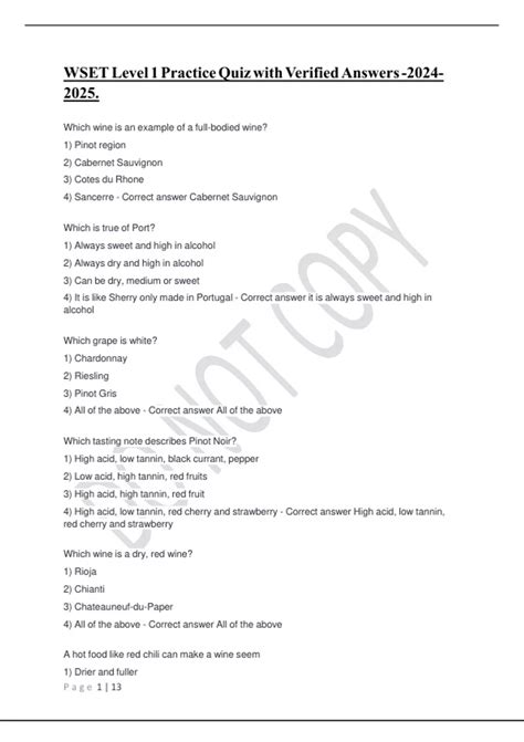 WSET Level Practice Quiz With Verified Answers WSET Level Stuvia US