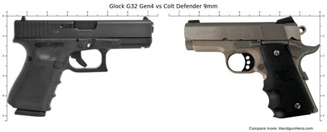 Glock G Gen Vs Colt Defender Mm Size Comparison Handgun Hero