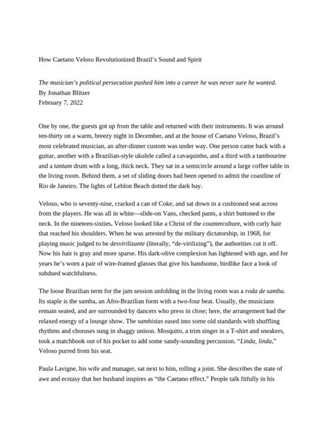 How Caetano Veloso Revolutionized Brazil Pdf