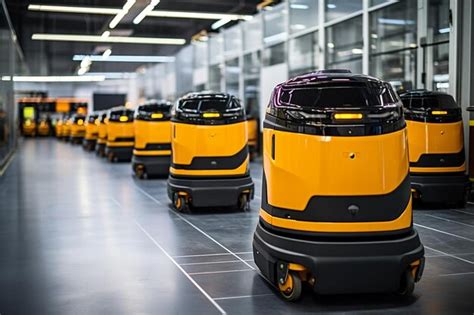 Autonomous Forklifts In A Warehouse Premium Ai Generated Image