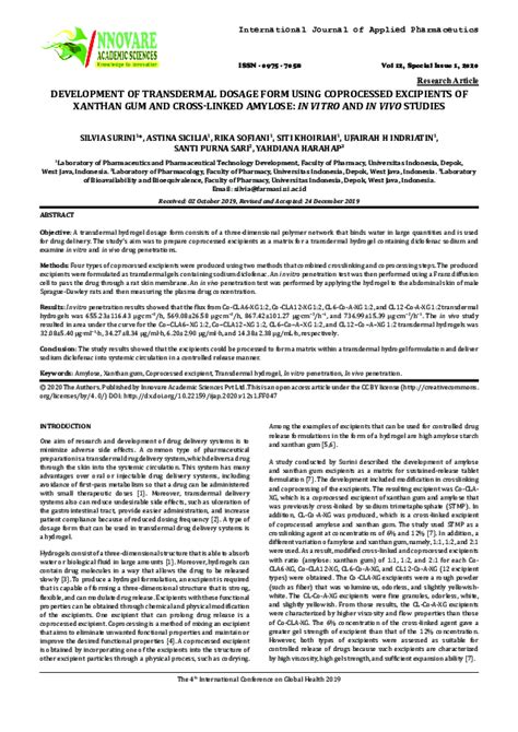 Pdf Development Of Transdermal Dosage Form Using Coprocessed Excipients Of Xanthan Gum And