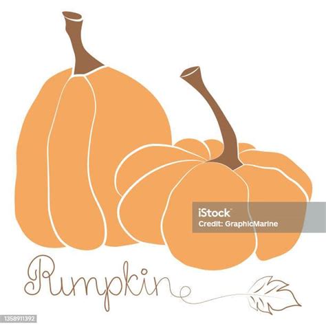 호박 아이콘 벡터 일러스트 레이션 세트 및 손으로 그린 글자 가을 할로윈 또는 추수 감사절 호박 기호 플랫 디자인 흰색 배경에 고립 된 심플하고 윤곽 실루엣 10월에 대한