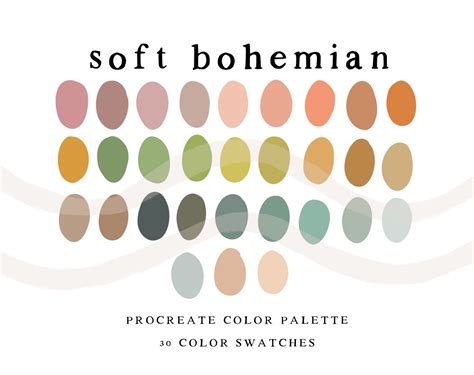 Soft Bohemian Procreate Color Palette Color Swatches Boho Etsy