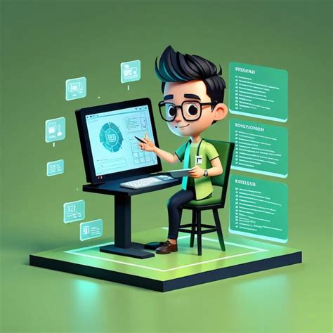 3d Cartoon Software Developer Generative Ai Premium Ai Generated Image