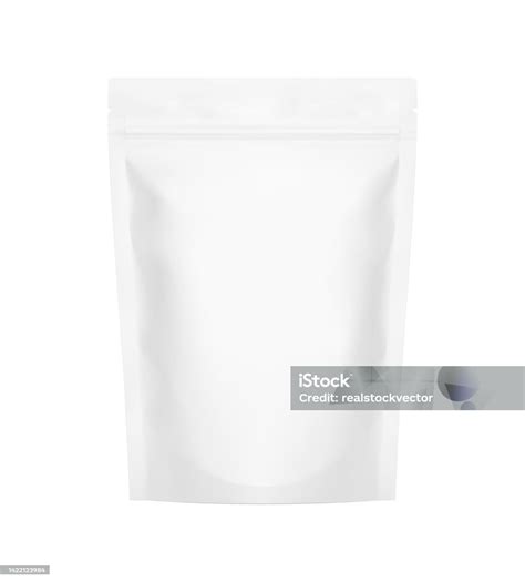 음식 파우치 가방 모형 흰색 배경에 고립된 벡터 일러스트레이션입니다 스탠드업 파우치에 대한 스톡 벡터 아트 및 기타 이미지 스탠드업 파우치 포장 가방 Istock