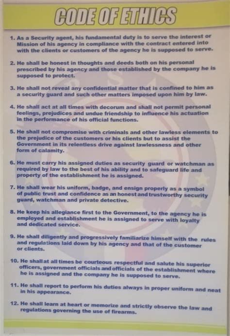 Code Of Ethics Code Of Resurgence Security Agency Rsa Facebook