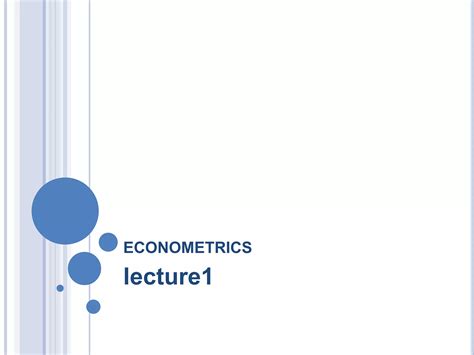 Introduction To Econometrics PPTX