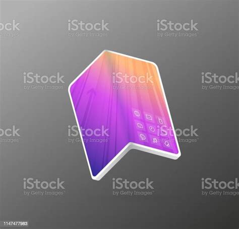 아이소메트릭 접이식 스마트 폰 벡터 일러스트 레이 션 배경 템플릿 3차원 형태에 대한 스톡 벡터 아트 및 기타 이미지 3차원 형태 Lcd 개념 Istock