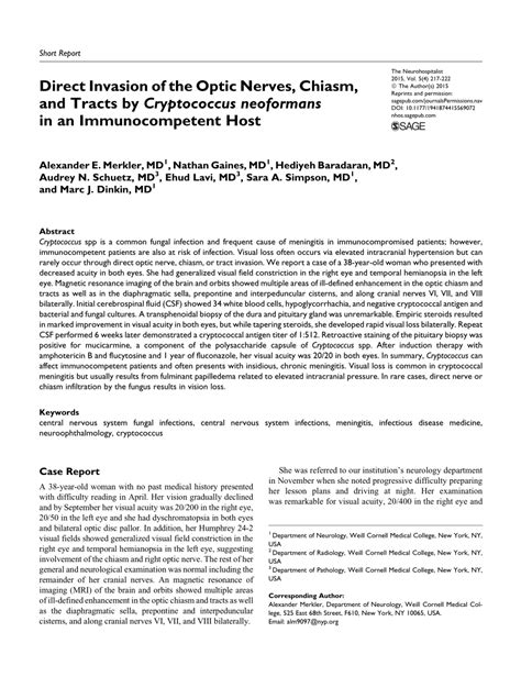 Pdf Direct Invasion Of The Optic Nerves Chiasm And Tracts By