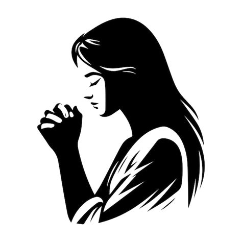 Mujer Orando Vector Premium