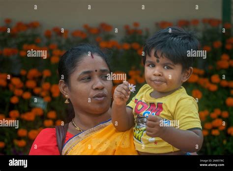 Indian Mom And Son Stock Photo Alamy