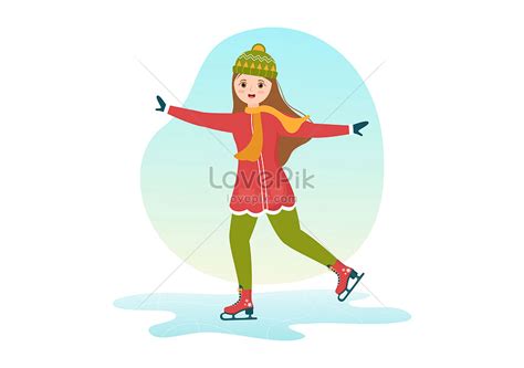 아이스 링크 그림에서 스케이팅 일러스트 무료 다운로드 Lovepik