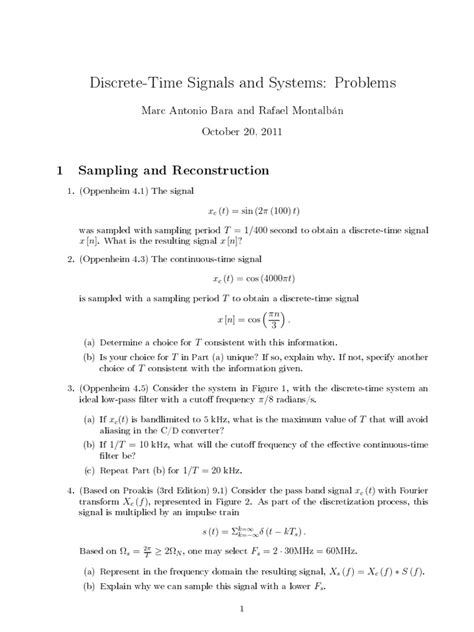 01 Sampling And Reconstruction V4 Pdf Sampling Signal Processing