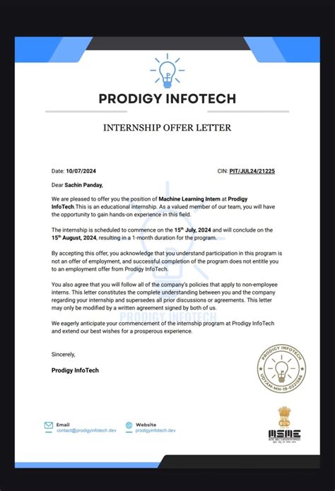 Machinelearning Internship Careergrowth Prodigyinfotech Grateful