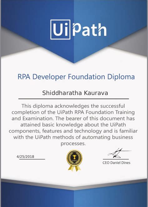 Shiddharatha Kaurava On Linkedin My First Uipath Certification Rpa Uipath
