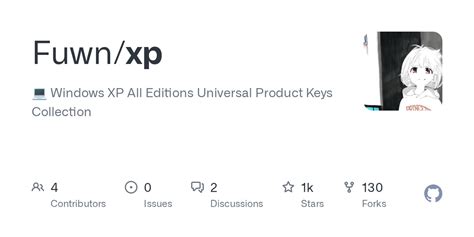 Github Fuwn Xp 💻 Windows Xp All Editions Universal Product Keys Collection