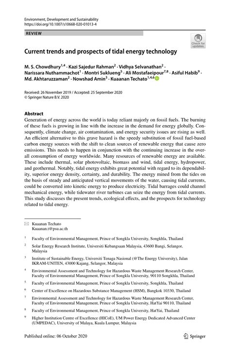 Pdf Current Trends And Prospects Of Tidal Energy Technology