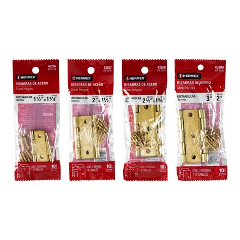 Bisagras Rectangulares Hermex Acero Latonado En Bolsa Con 2 Piezas
