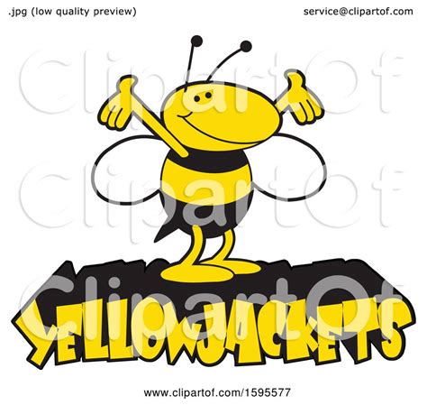 Clipart Of A Yellow Jacket School Mascot Over Text Royalty Free