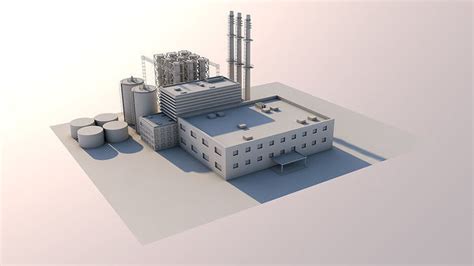 Factory 3d Model Industrial Building With Chimney 3d Model Cgtrader