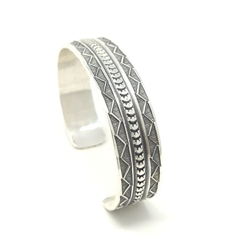 Sunshine Reeves Sterling Silver Handmade Stamped Cuff Bracelet Stacker