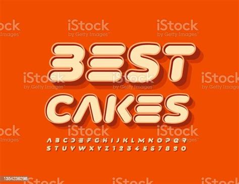 벡터 크리에이티브 로고 베스트 케이크 미래 알파벳 문자 및 숫자 세트 1위에 대한 스톡 벡터 아트 및 기타 이미지 1위