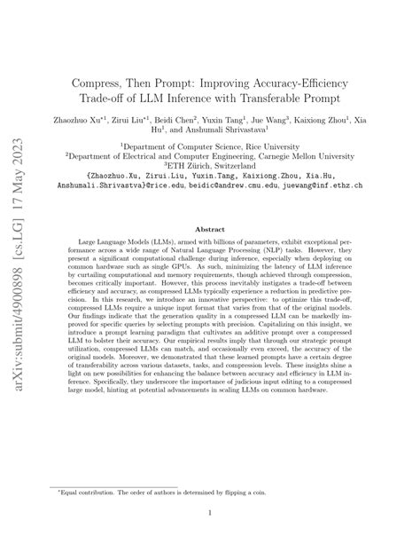Pdf Compress Then Prompt Improving Accuracy Efficiency Trade Off Of