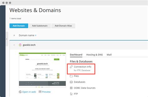 connect a domain to your website in plesk