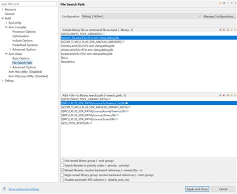Mcu Plus Sdk Am243x Mmcsdfreertos Fat And Unresolved Symbols Arm