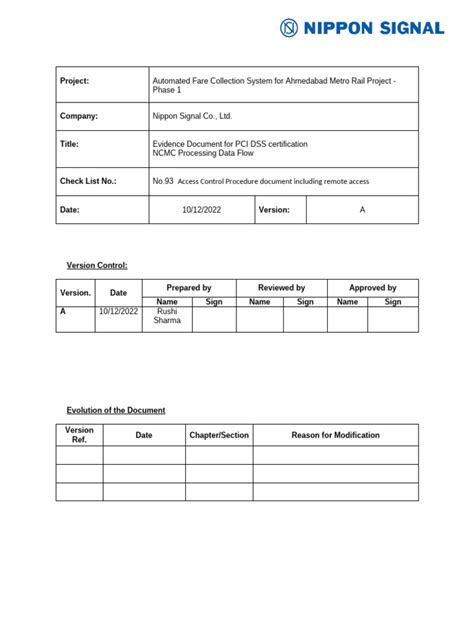 93 Access Control Procedure Document Including Remote Access Pdf