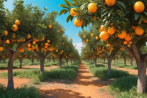Freshness And Vibrancy In A Citrus Fruit Orchard Generated By Ai Premium Ai Generated Image