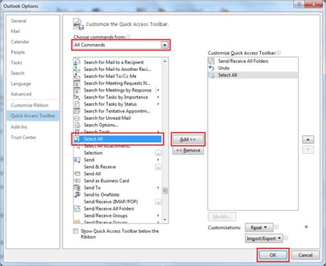 how to select all emails in outlook and move to a folder printable