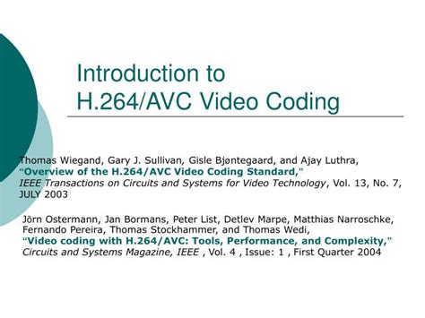 Ppt Introduction To H 264 Avc Video Coding Powerpoint Presentation