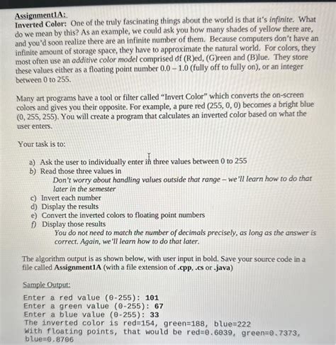 Solved Assignment1a Inverted Color One Of The Truly