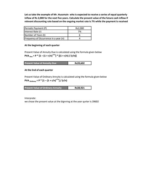 Solution Present Value Of Annuity Formula Excel Template Studypool