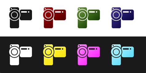 검은 색과 흰색 배경에 고립 된 시네마 카메라 아이콘을 설정 합니다 비디오 카메라 영화 기호입니다 필름 프로젝터 벡터 일러스트 0명에 대한 스톡 벡터 아트 및 기타 이미지