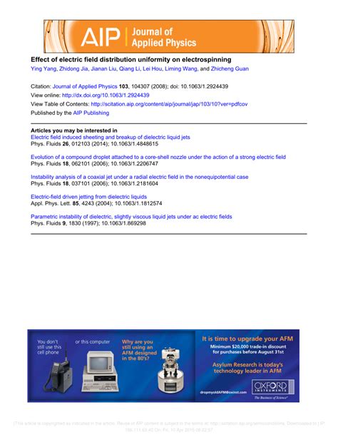Pdf Effect Of Electric Field Distribution Uniformity On Electrospinning