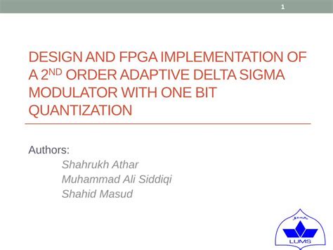 pdf design and fpga implementation of order adaptive delta sigma