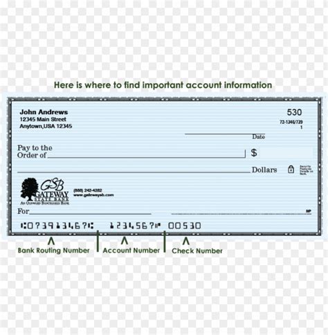 Check Image With Routing Number Account Number And Aba Routing Transit Number PNG Transparent