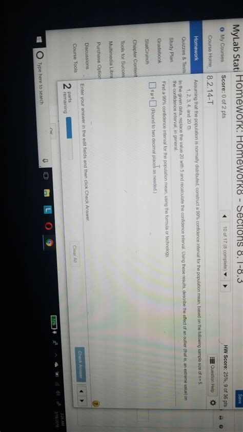 Solved I Homework Homeworkö Sections 8 1 8 3 Mylab Stat 0