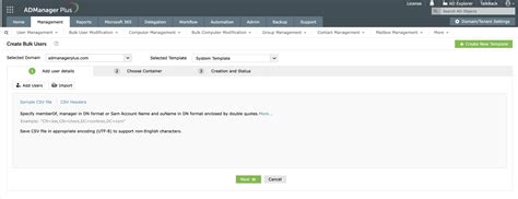 Active Directory Bulk User Creation Tool Admanager Plus