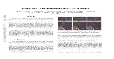 Unsupervised Video Interpolation Using Cycle Unsupervised Video Interpolation Using Cycle